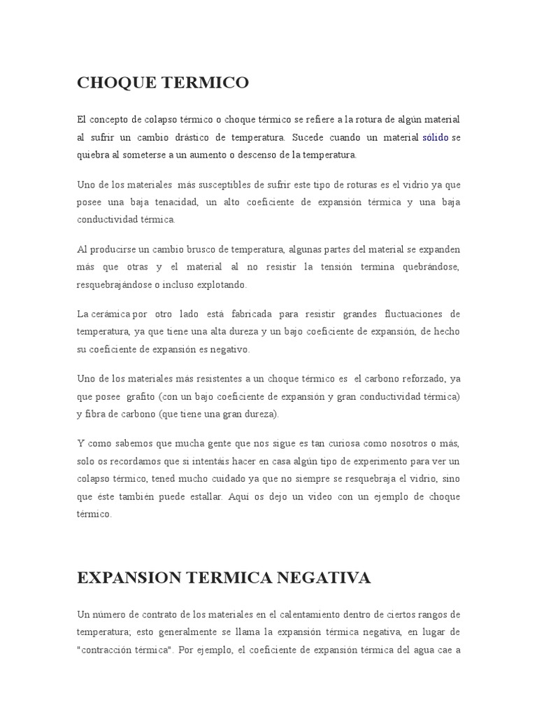 Choque Termico | PDF | Hogar, jardinería y bricolaje