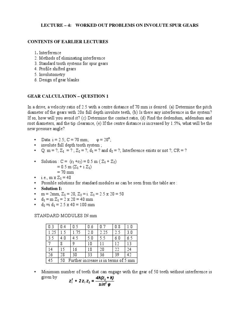 Involute Spur Gear Problems | PDF | Gear | Machines