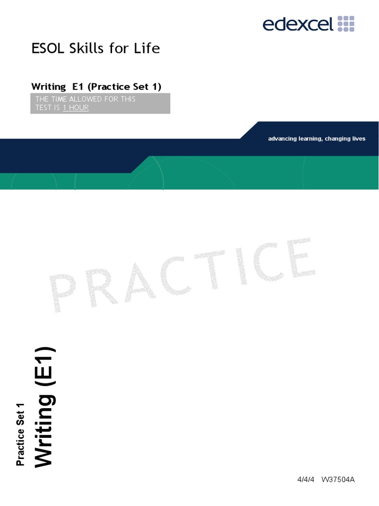 ESOL Entry 1 Writing Practice Set | PDF | English As A Second Or ...