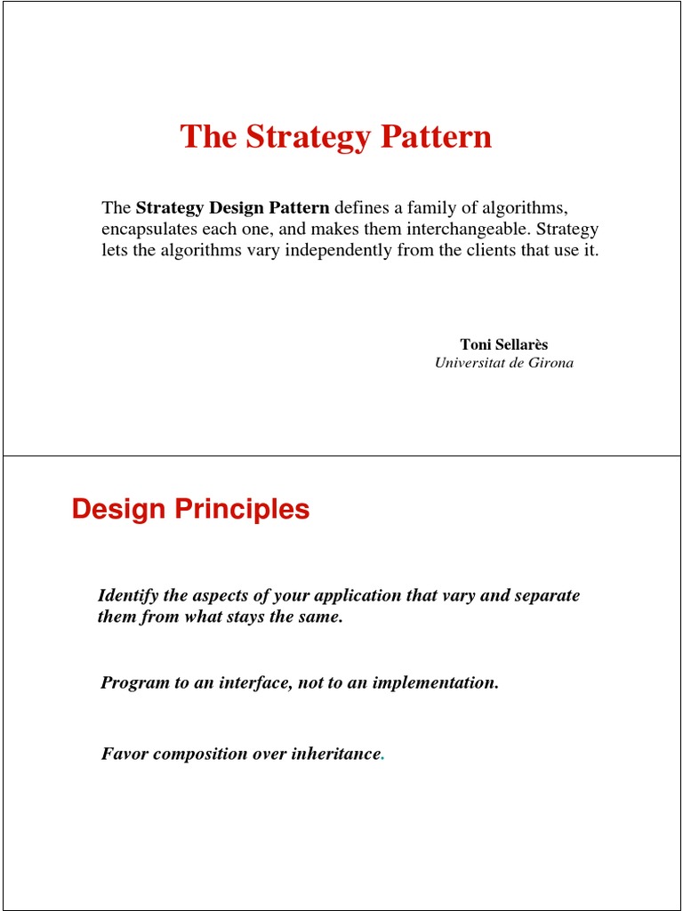 The Strategy Pattern: Design Principles | PDF | Interface (Computing) | Class (Computer Programming)