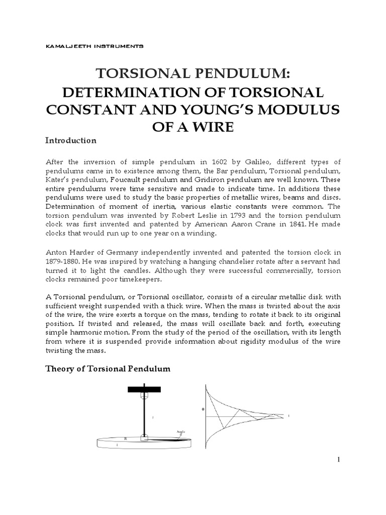 Torsional Pendulum | PDF | Pendulum | Classical Mechanics