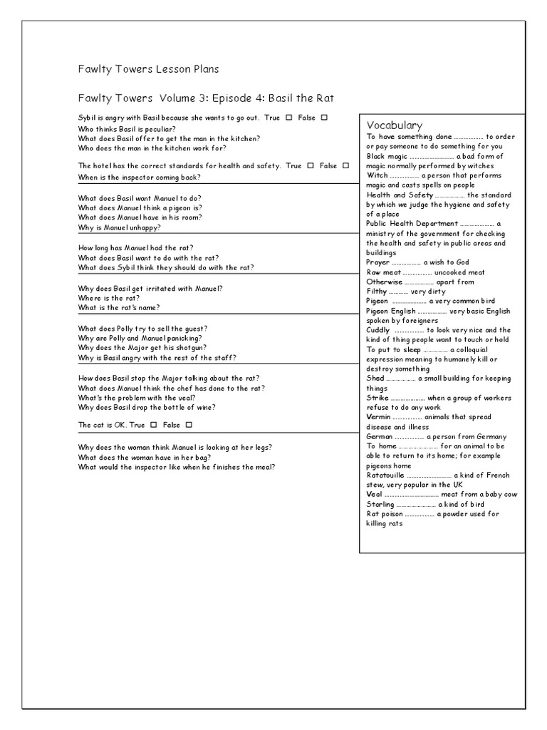 Basil the Rat Worksheet