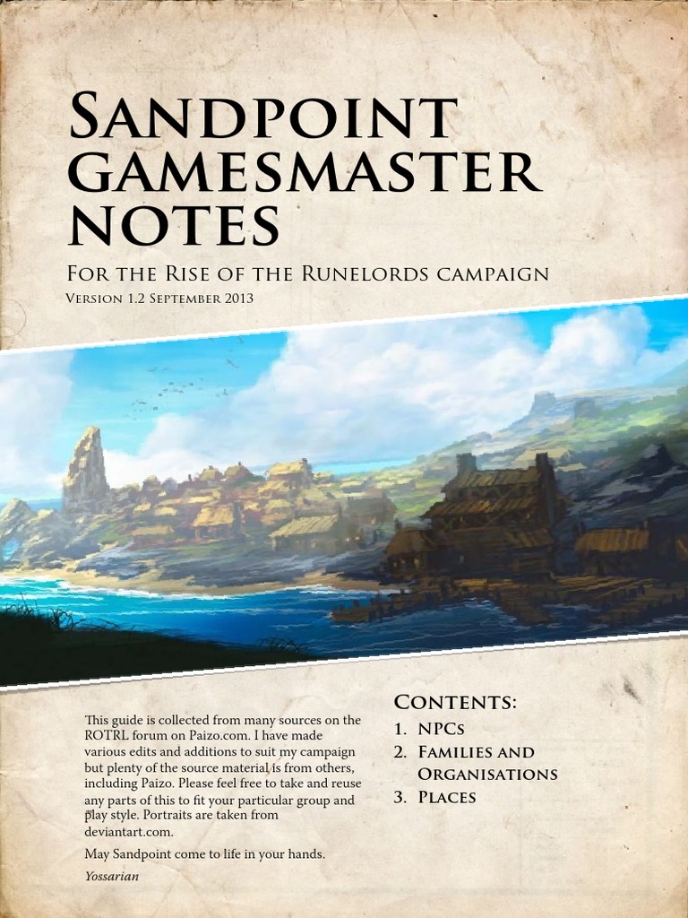 Sandpoint NPC Guide for ROTRL | PDF | Young Adult