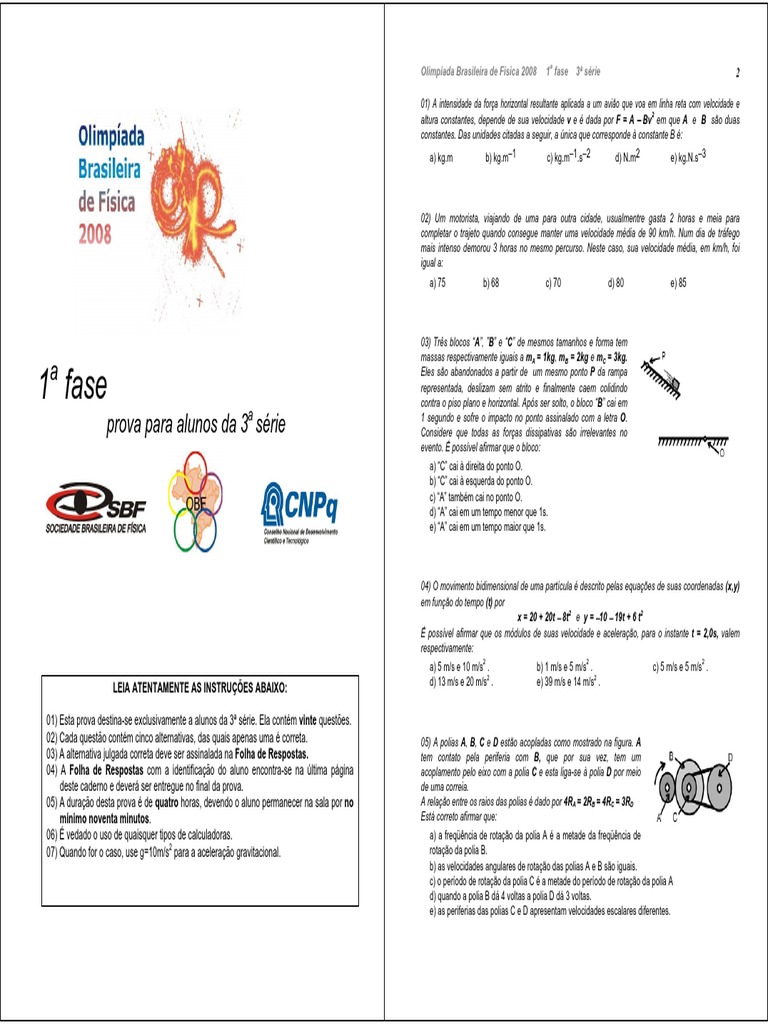 OBF2008 F1 3a | PDF | Massa | Lua