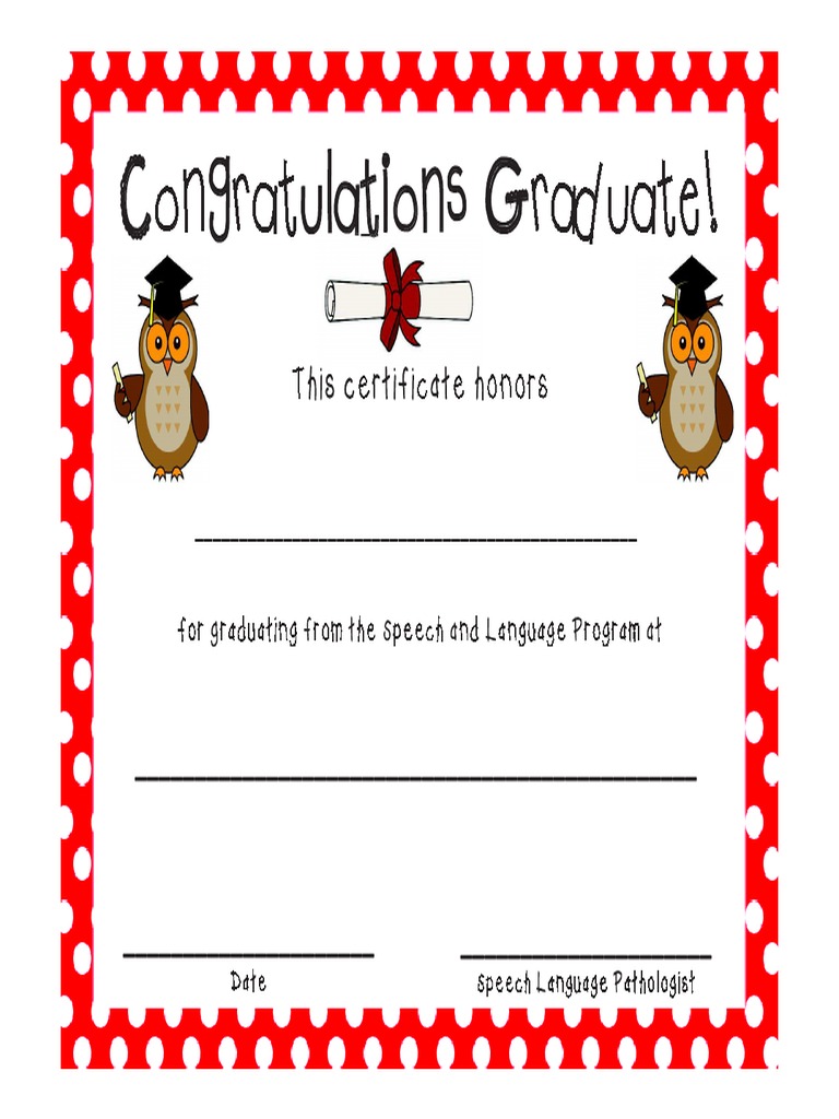 Speech Language Program Graduation Certificate | PDF