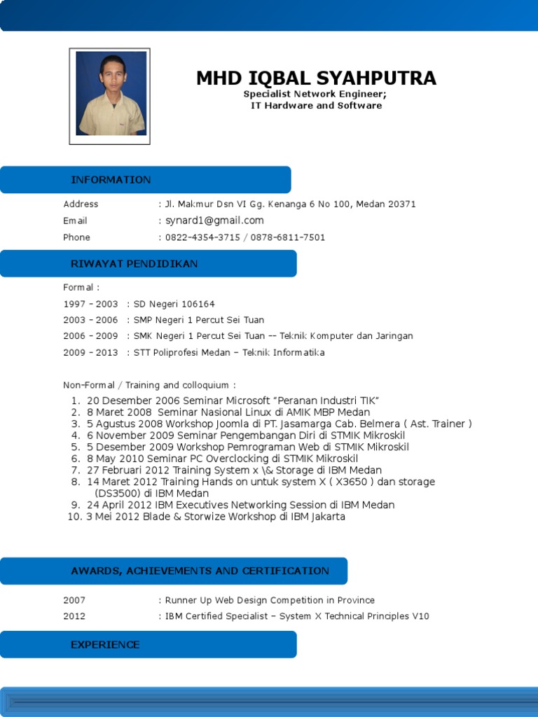 CV MHD Iqbal Syahputra en | PDF