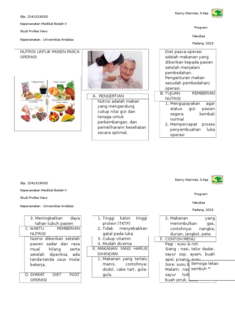 Nutrisi Pasca Operasi: Panduan Diet | PDF