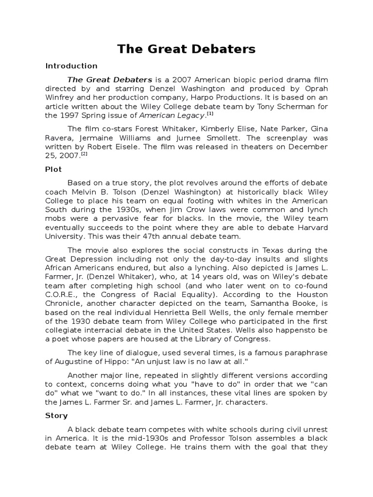 Recount Text-The Great Debaters | PDF | Society | Racism