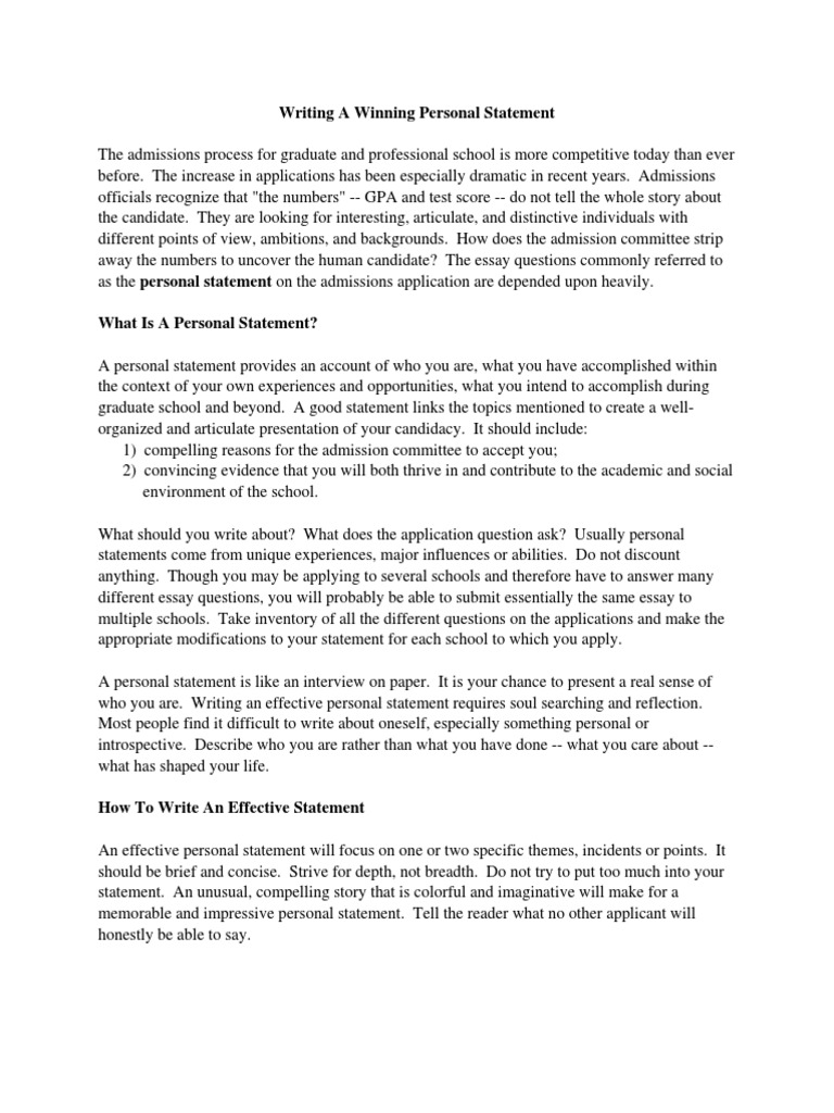 Tips On Writing A Personal Statement | PDF | University And College ...