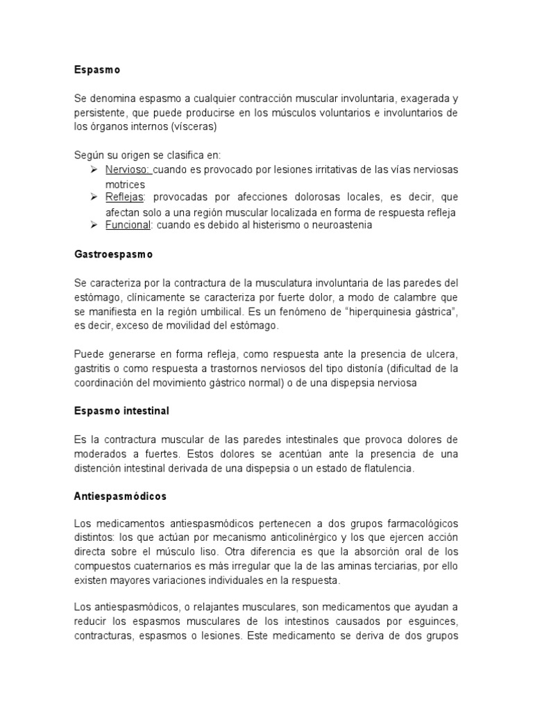 Farmacos Antiespasmodicos | PDF | Medicamentos con receta | Acetilcolina