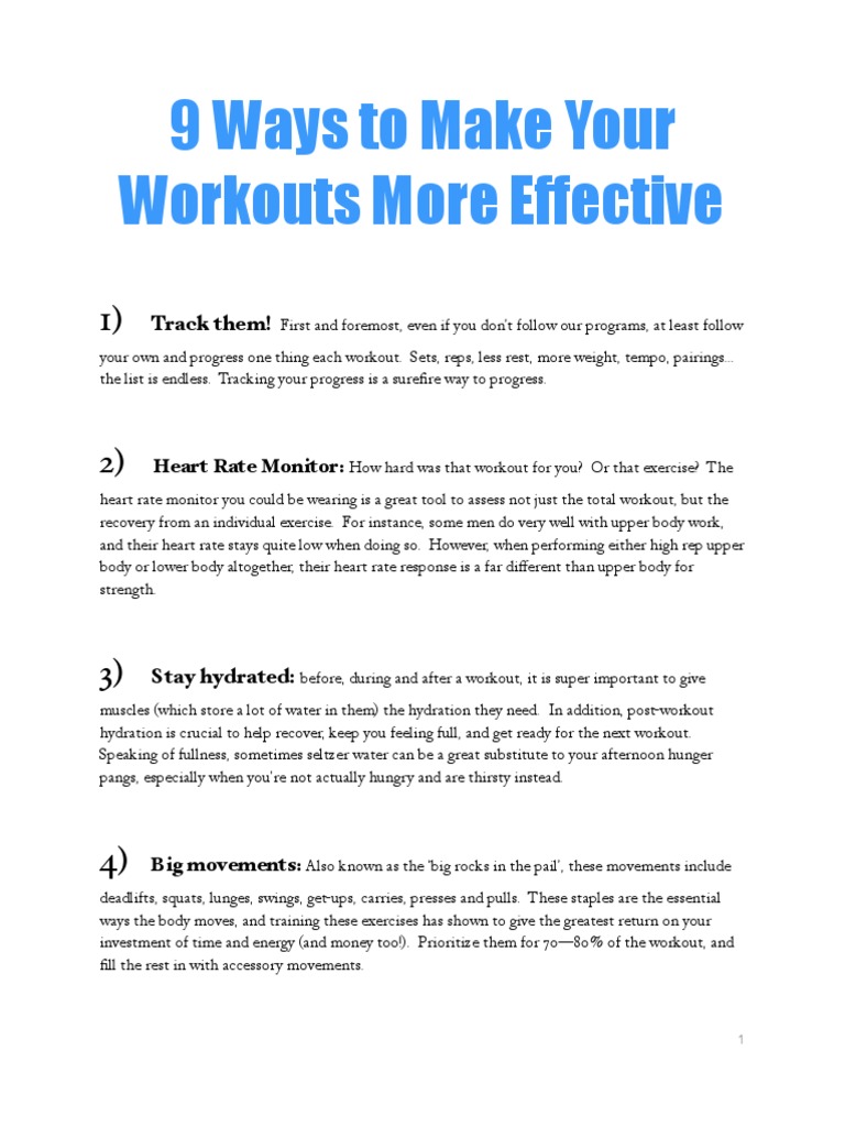 9 Ways To Make Your Workouts More Effective | PDF | Physical Exercise ...
