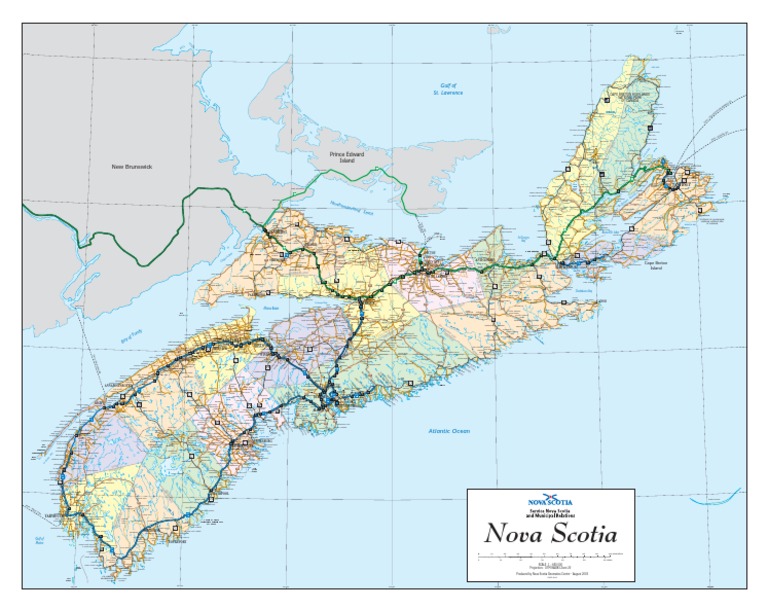 Large Map Of Nova Scotia Maritimes Medium Size Laminated Wall Map 48"