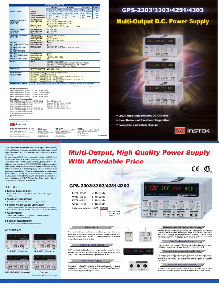GPS-3303 Multi-Output Power Supply Manual | PDF | Power Supply | Rectifier