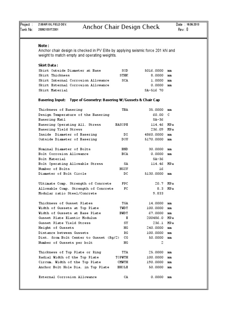 Anchor Chair Design Check | PDF | Screw | Strength Of Materials