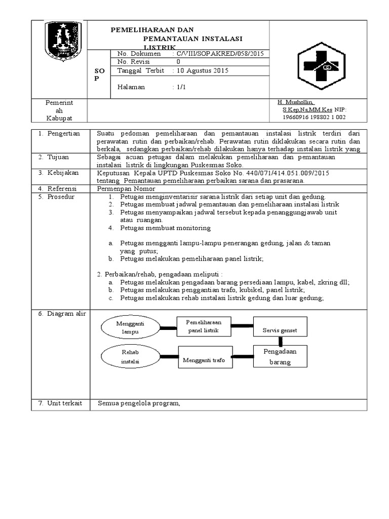 SOP Pemantauan Instalasi Listrik | PDF | Sains & Matematika | Teknologi ...