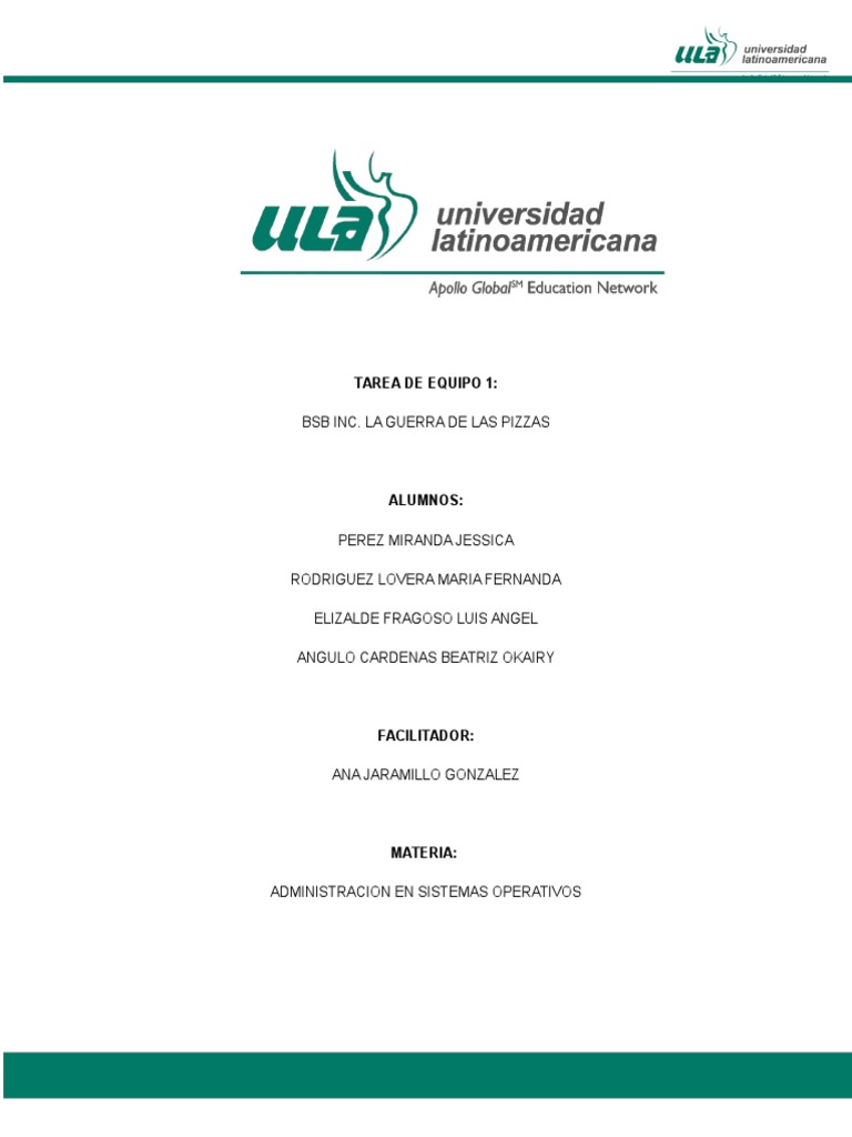 S1 - TE1 - BSB Inc. La Guerra de Las Pizzas | PDF | Calidad (comercial ...
