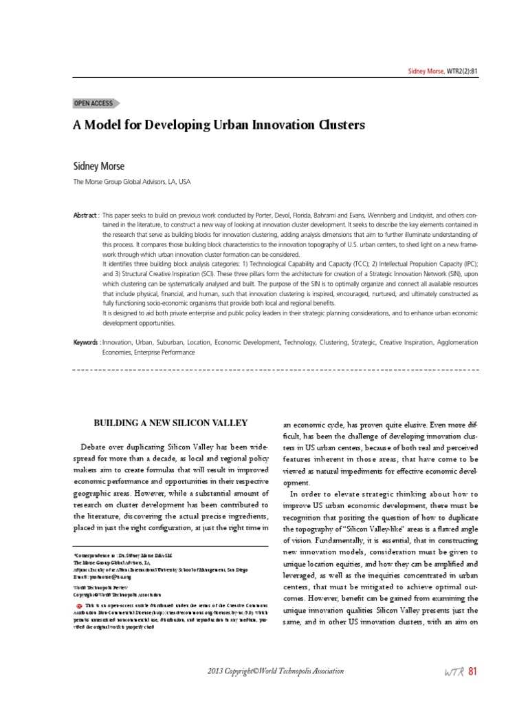A Model For Developing Urban Innovation Clusters | PDF | Innovation ...