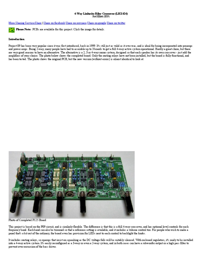 4-Way Linkwitz-Riley Crossover (LRX424) | PDF | Operational Amplifier ...