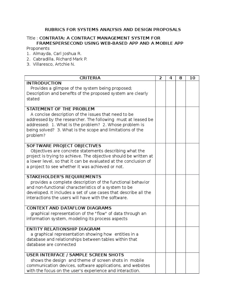 Rubrics for System Design Proposals | PDF | Technology & Engineering
