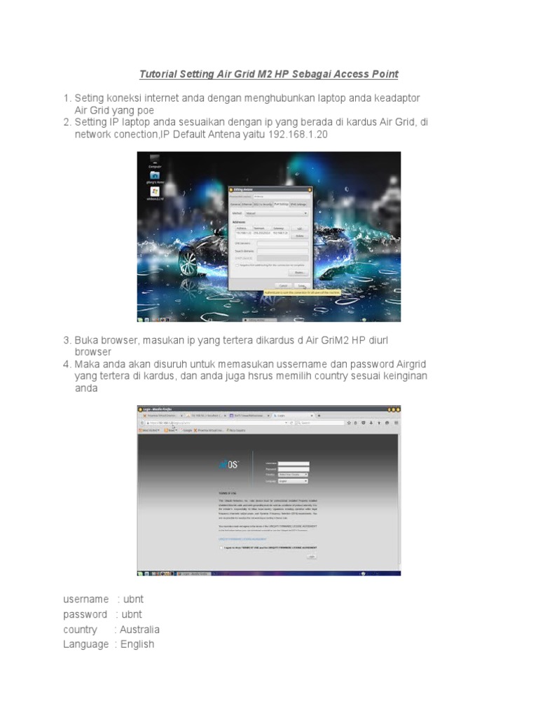 Tutorial Setting Air Grid M2 HP Sebagai Access Point | PDF
