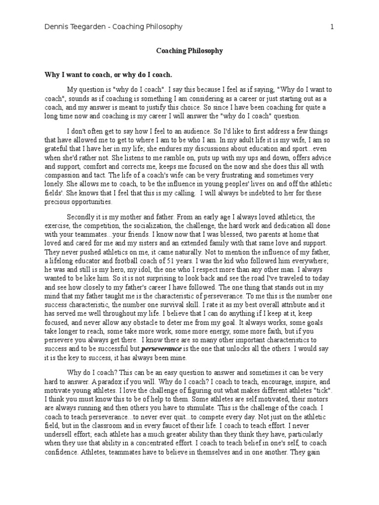 Coaching Philosophy Teegarden 12-2014 | PDF | Friendship | Goal