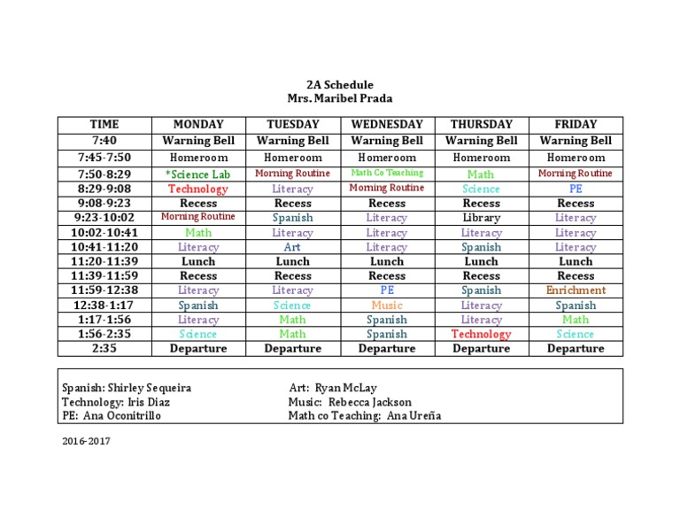 2a Schedule 2016-2017 | PDF