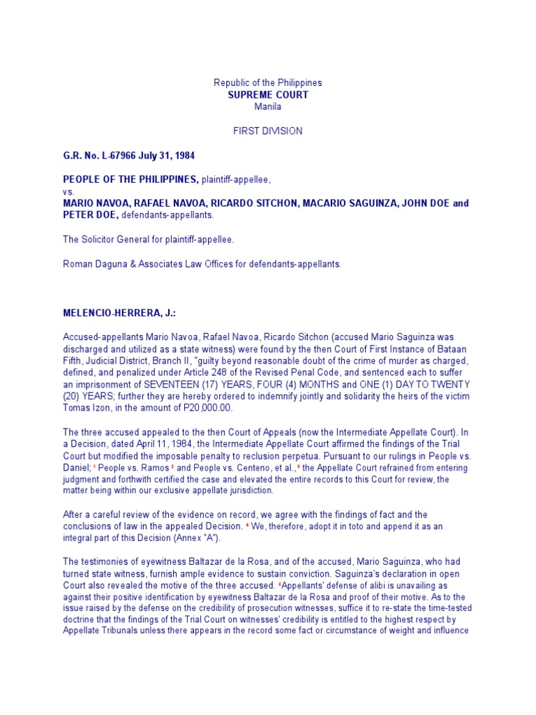 People VS Navoa | PDF | Witness | Appellate Court