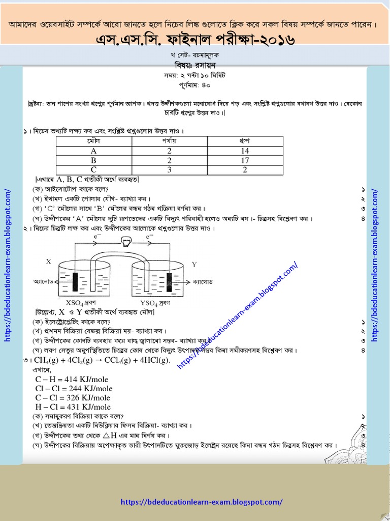 SSC 2016 chemistry questions