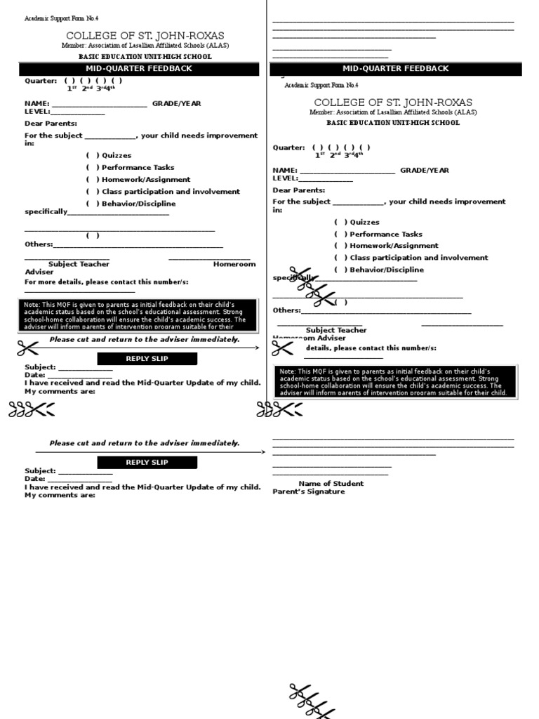 Mid-Quarter Academic Support Form | PDF