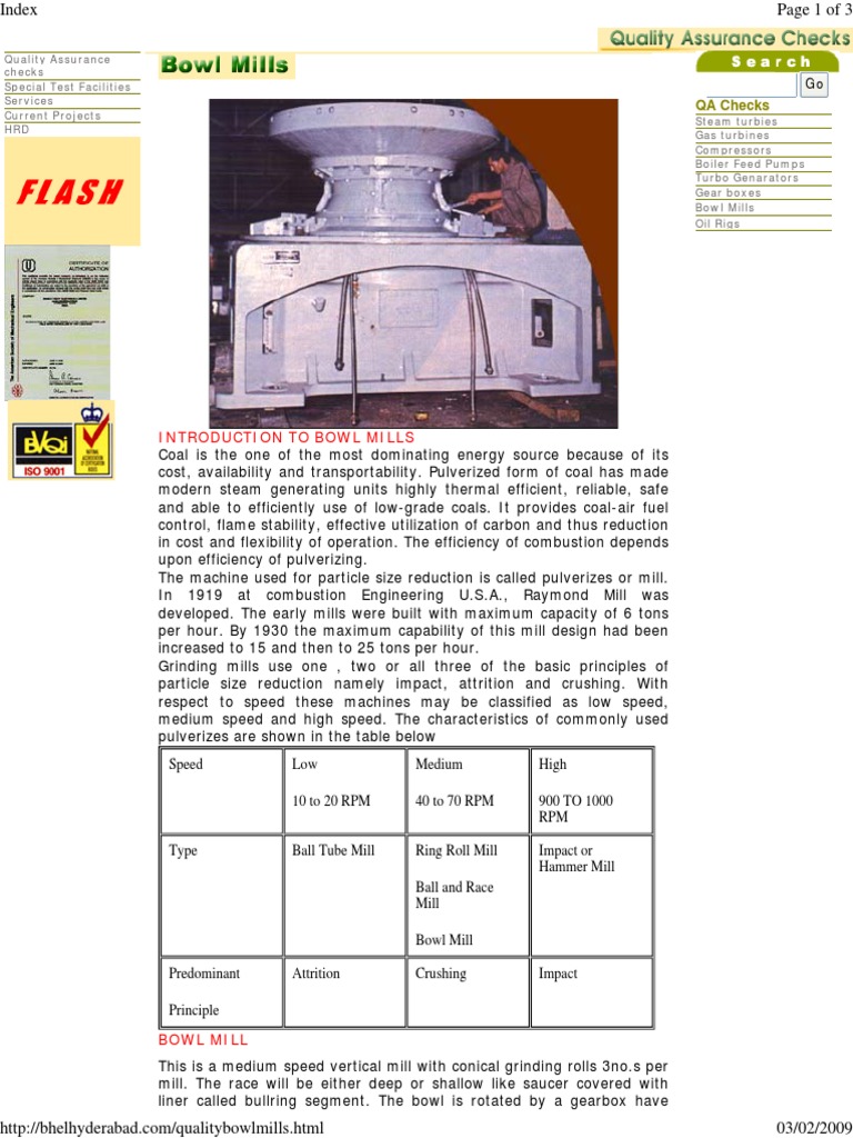 Quality Bowl Mills | PDF | Mill (Grinding) | Energy Technology