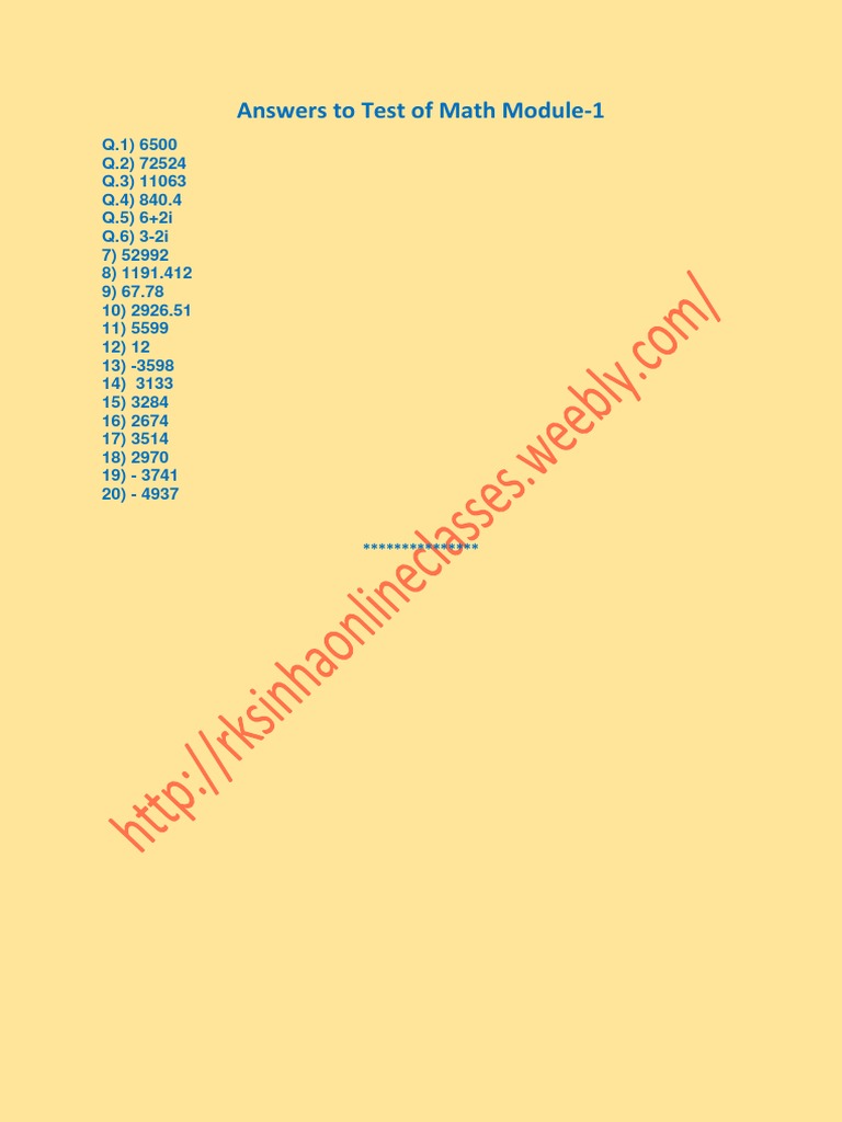 Answers To Test of Math Module-1 | PDF | Teaching Methods & Materials