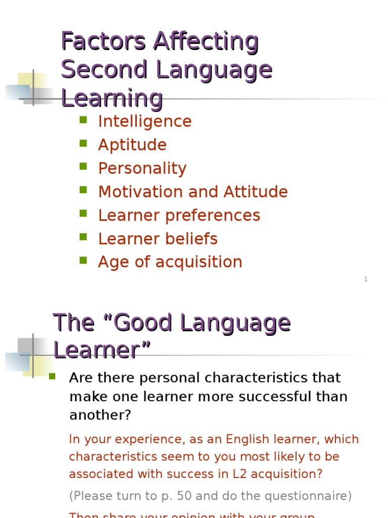 3 Factors Affecting l2 Learning 1225479052924337 9 | PDF | Second Language | Learning Styles