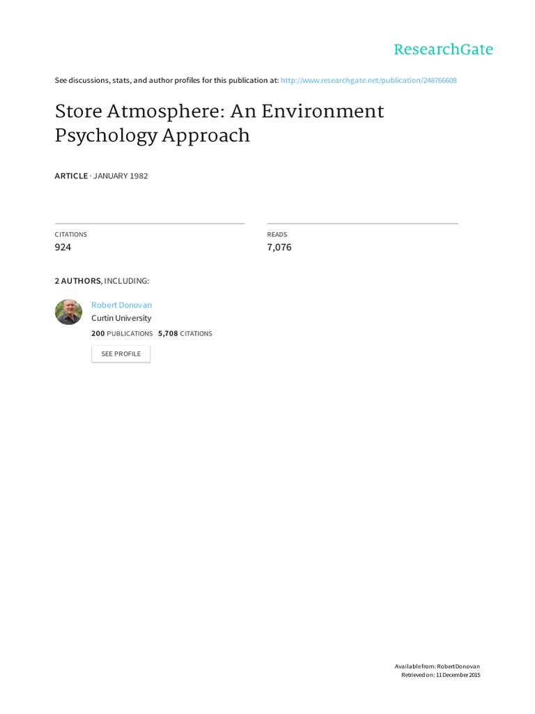 Store Atmosphere: An Environment Psychology Approach: JANUARY 1982 ...