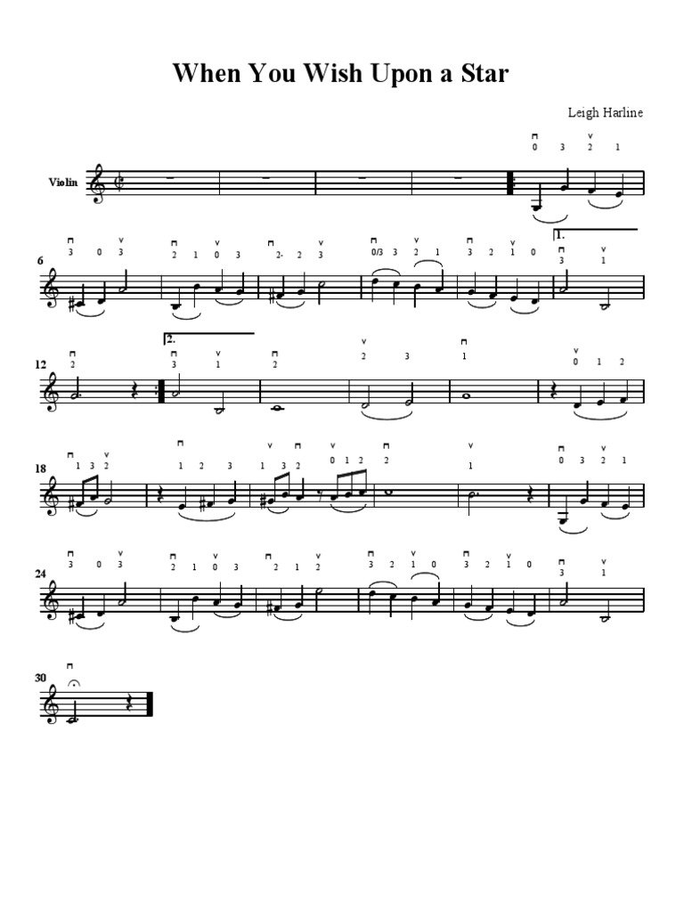 When You Wish Upon A Star Violin Melody | PDF