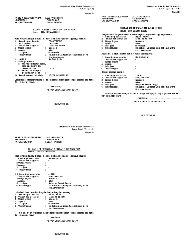 Formulir N1 N7 | PDF