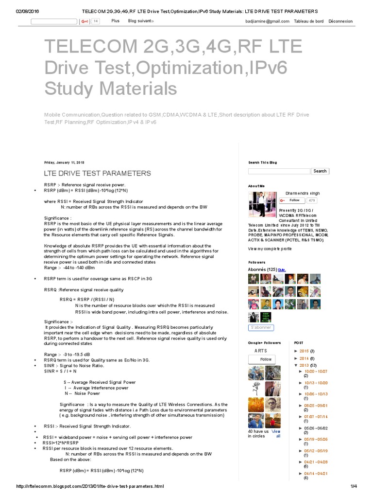Telecom 2g, 3g, 4g, RF Lte Drive Test, Optimization, Ipv6 Study ...