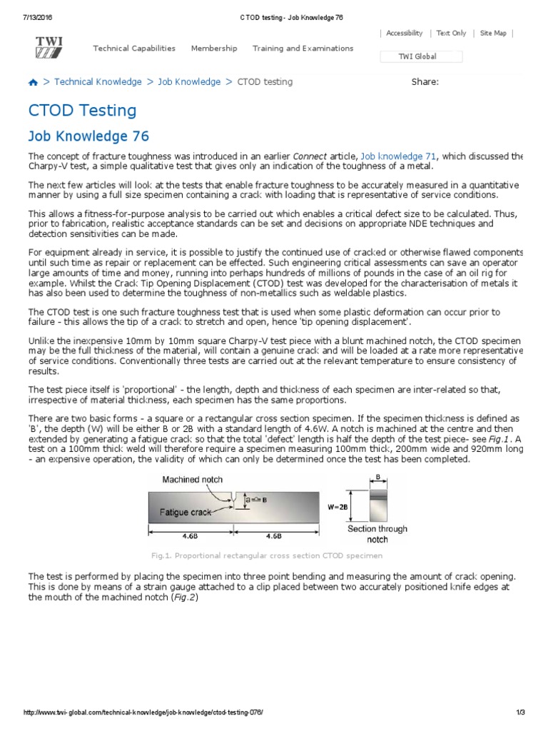 CTOD Testing: Fracture Toughness Guide | PDF | Fracture | Fracture ...