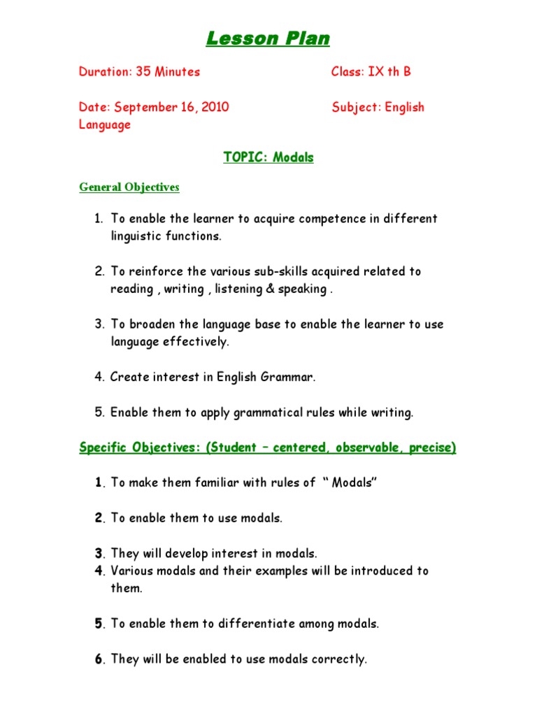 Lesson PlanClass 9th | PDF | Career & Growth