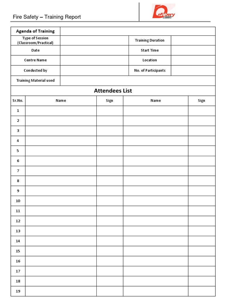 Attendees List: Fire Safety - Training Report | PDF