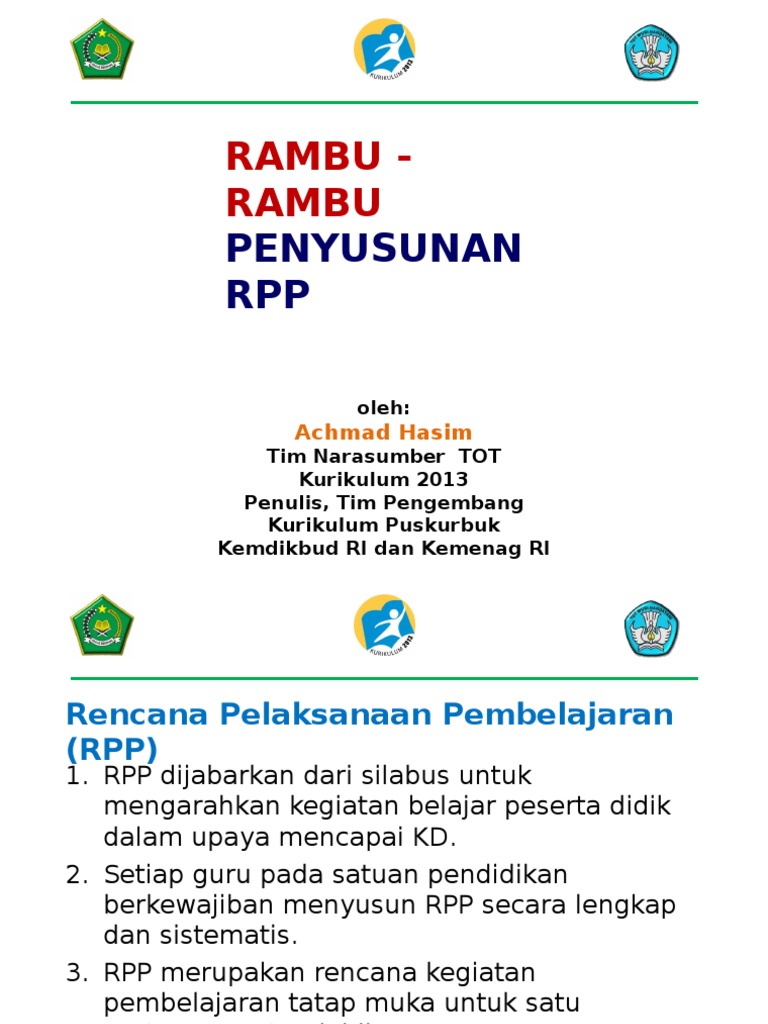 Rambu-Rambu Penyusunan RPP | PDF