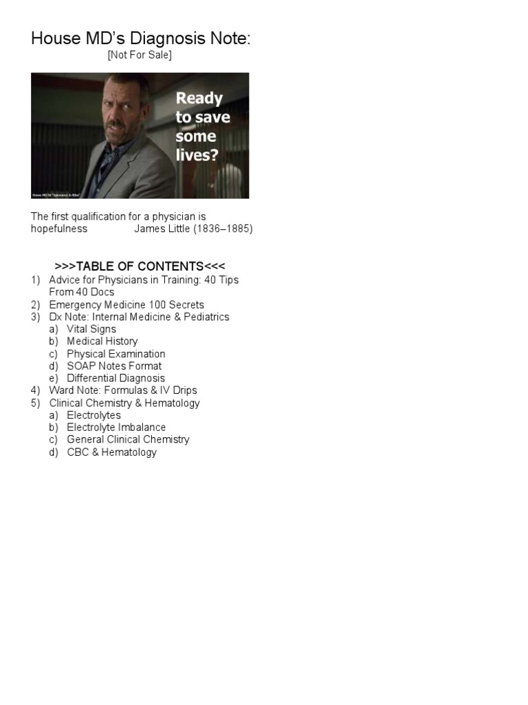 House MD Notes Handbook Prototype | PDF | Fever | Health Sciences
