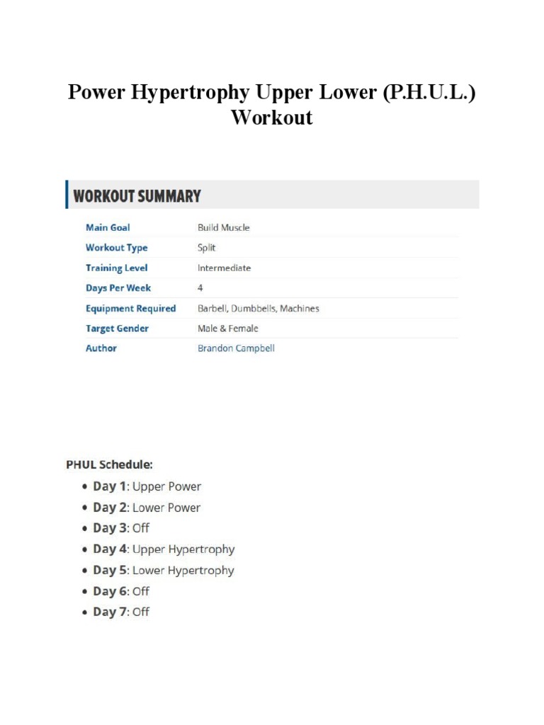 Power Hypertrophy Upper Lower | PDF