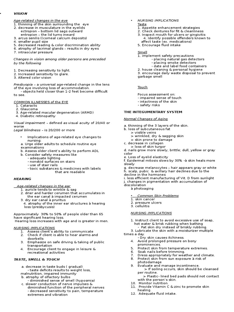 Handout1 - Normal Changes of Aging | PDF | Human Eye | Heart