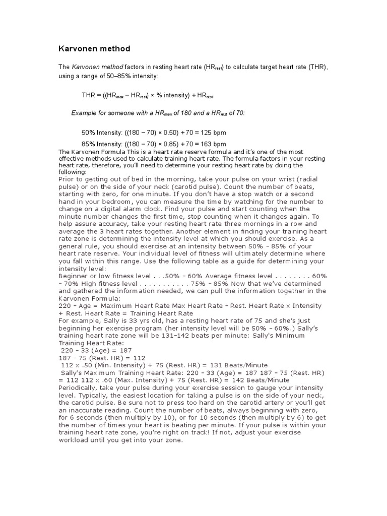 Karvonen Method | Heart Rate | Pulse