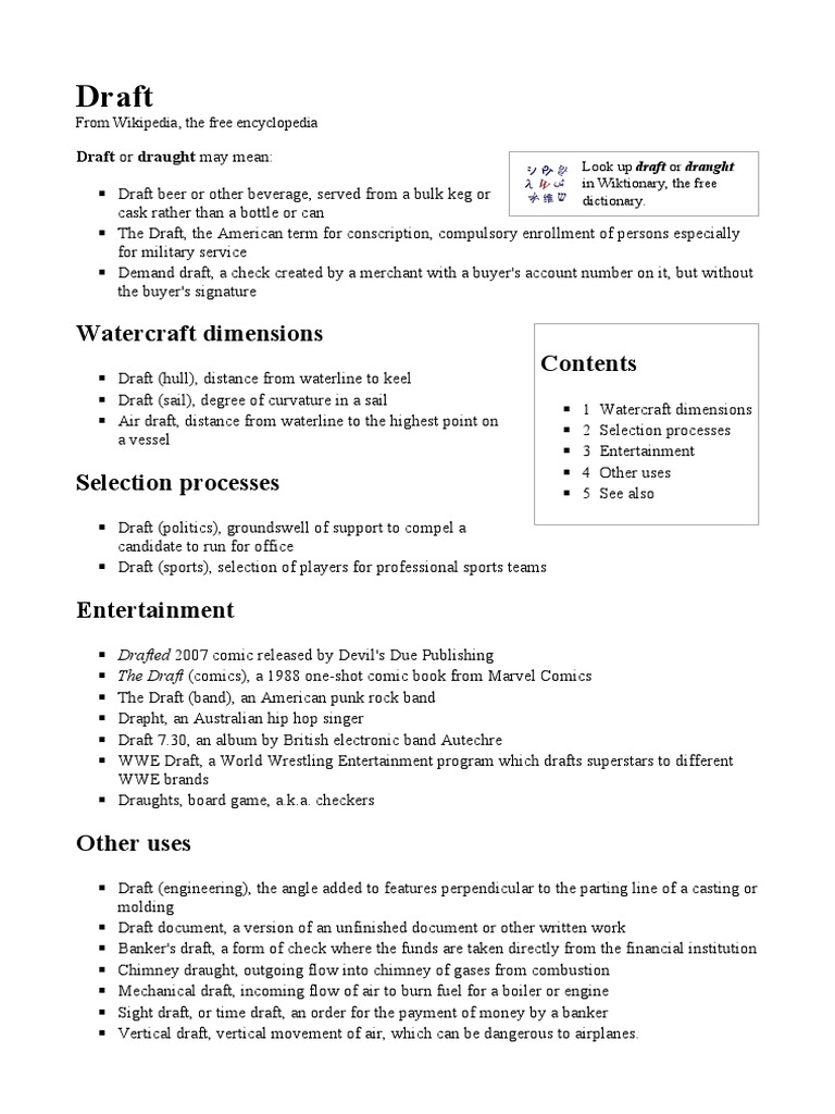 Functions of Draft | PDF