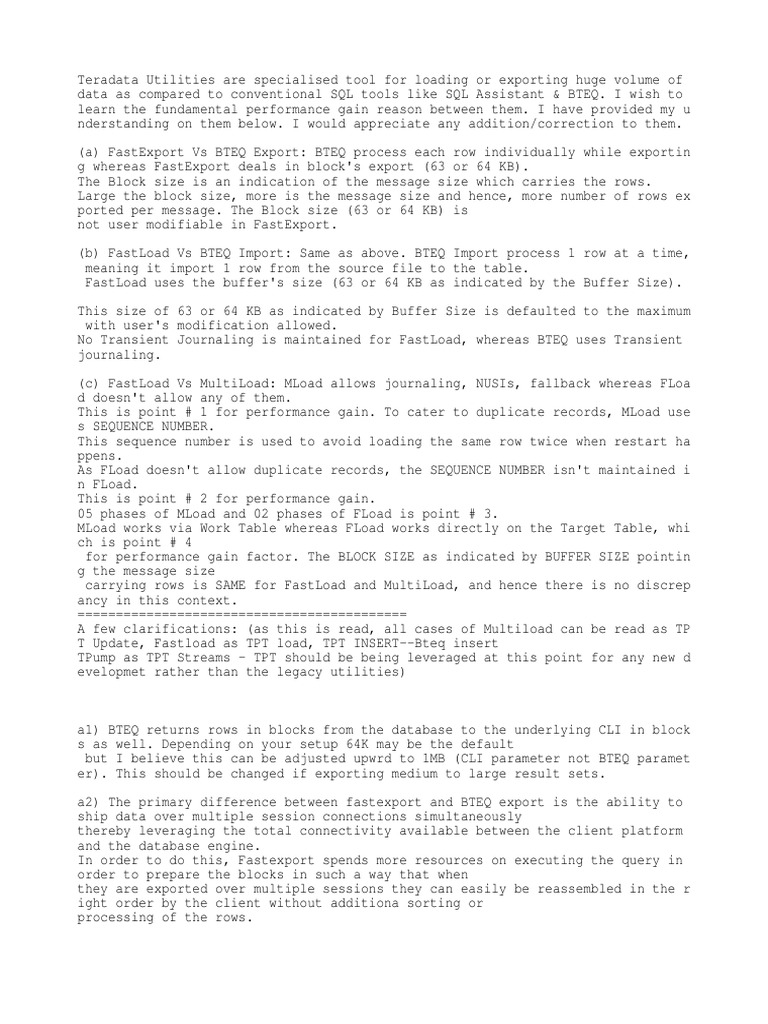 FastExport Vs BTEQ Export # FastLoad Vs BTEQ Import#FastLoad Vs ...