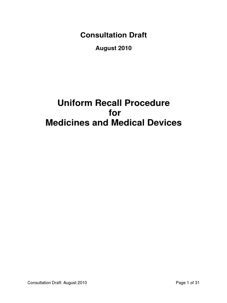 Recall Guidelines | PDF | Medical Device | Pharmacy