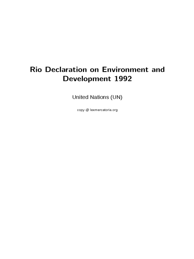 Rio Declaration | PDF | Sustainability | Sustainable Development