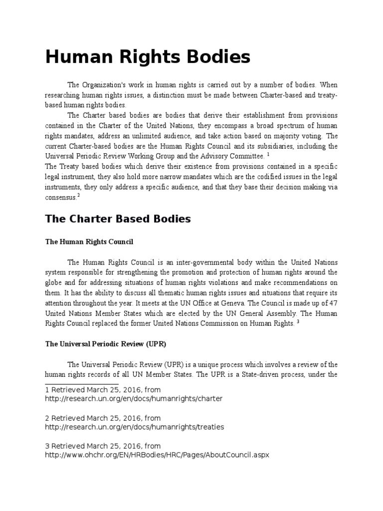 Human Rights Bodies | PDF | Human Rights | Convention On The ...