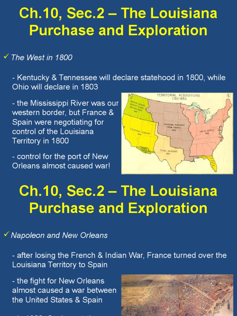 CH 10 Sec 2 The Louisiana Purchase and Exploration 1 | PDF | Louisiana ...